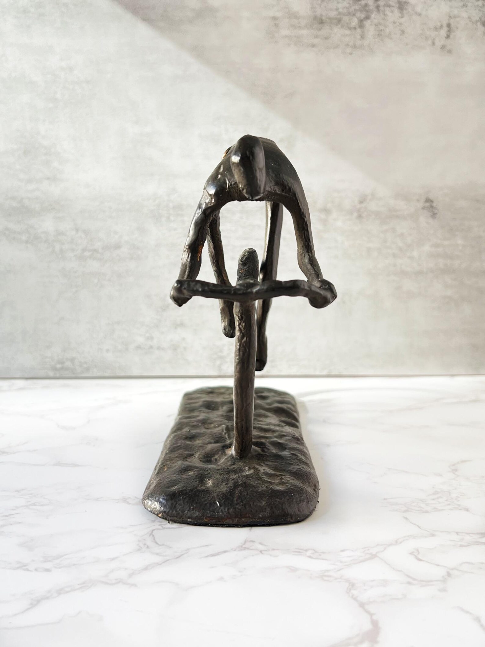 Large Cyclist Metal Sculpture – Brutalist Abstract Bicycle Racer Art ...
