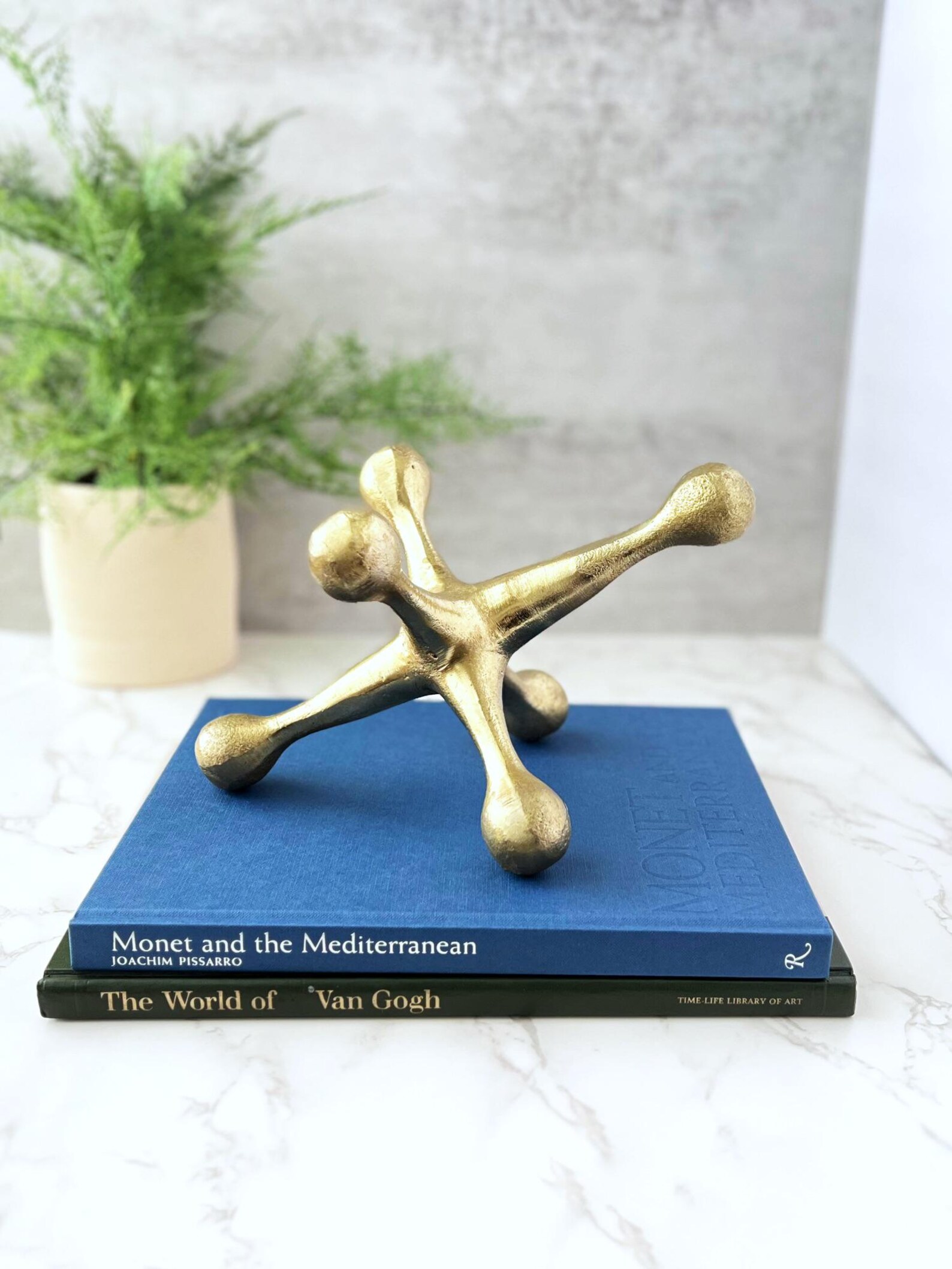 Vintage Brass Jack Paperweight - Large Mid-century Modern Sculpture ...
