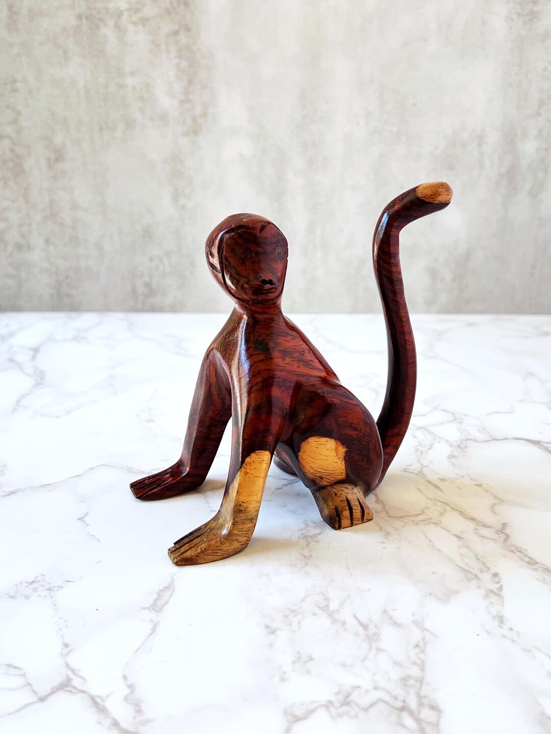 Vintage Hand-carved Wooden Monkey – Midcentury Figurine, Folk Art ...