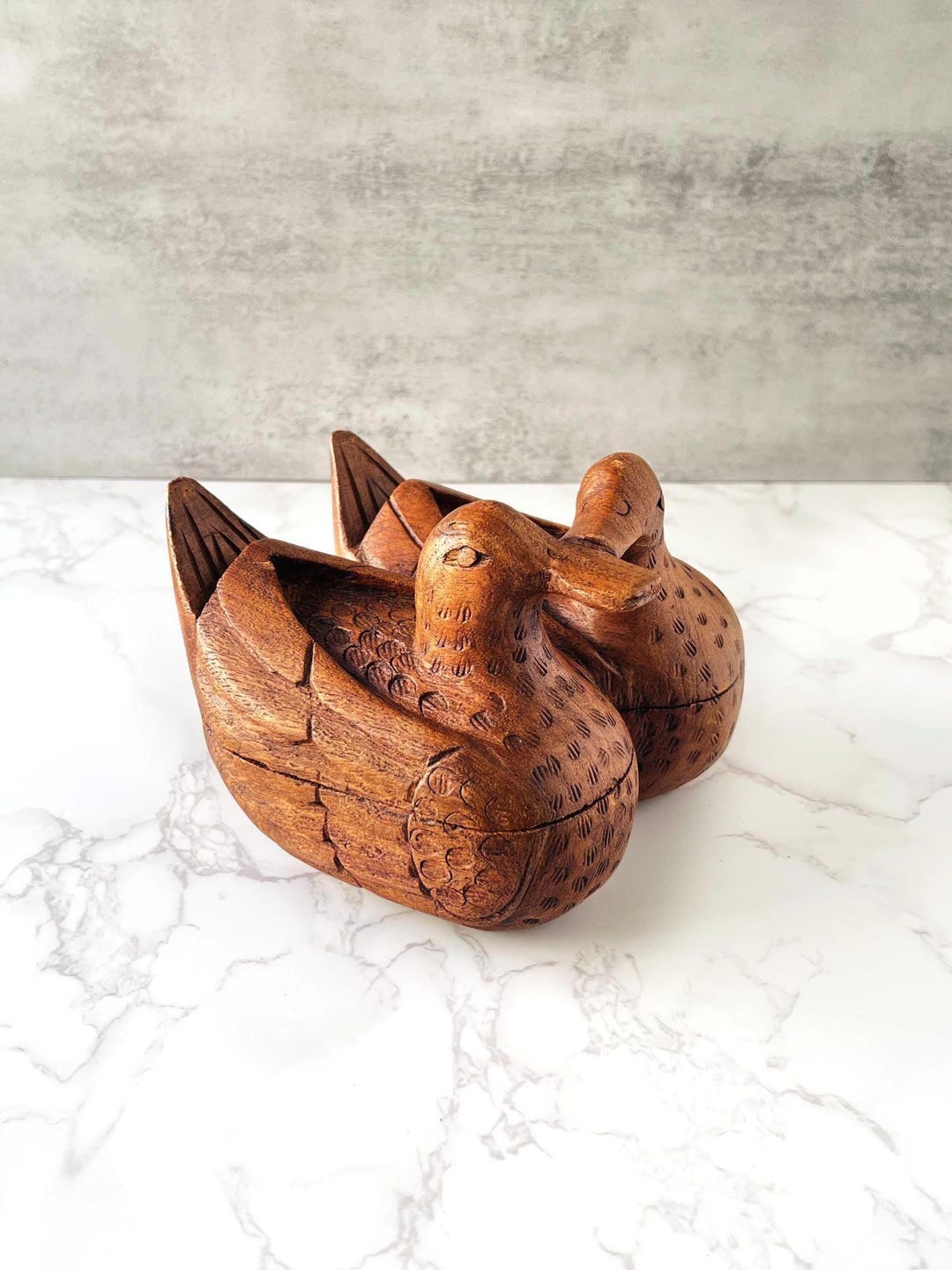 Romantic Kissing Ducks Wooden Box – Vintage Handcrafted Trinket Box ...