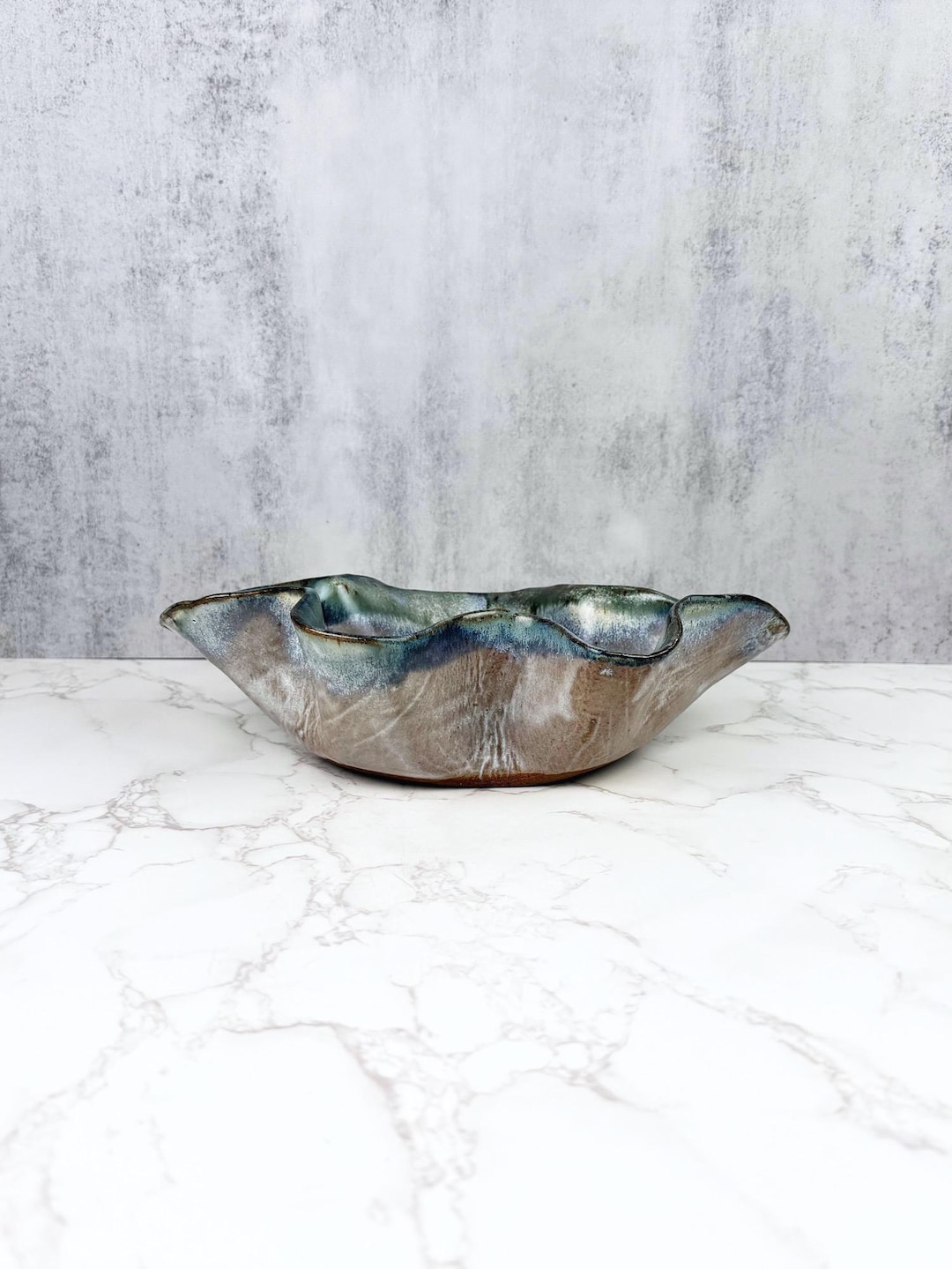 Handmade Freeform Studio Pottery Bowl - Wavy Edge Ceramic Centerpiece ...