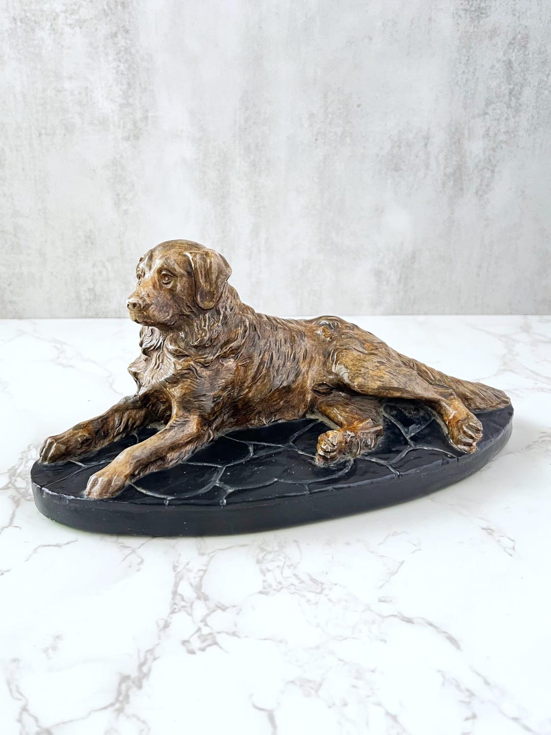 Vintage Ceramic Golden Retriever Dog Sculpture - Decorative Accent or ...