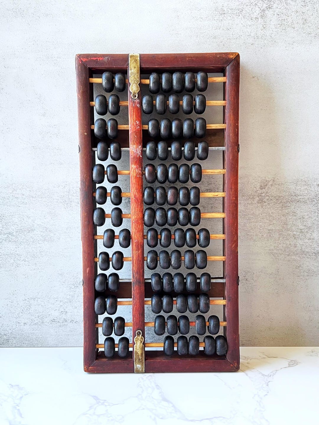 Vintage Chinese Wooden Abacus: 13-row Wood & Brass - Antique Math Tool ...