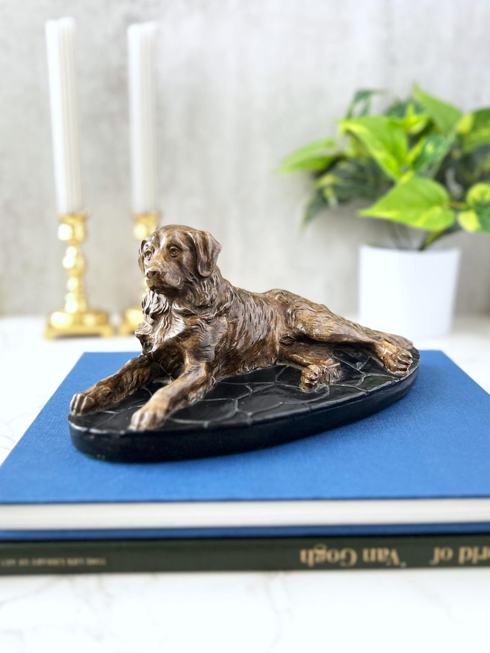 Vintage Ceramic Golden Retriever Dog Sculpture - Decorative Accent or ...