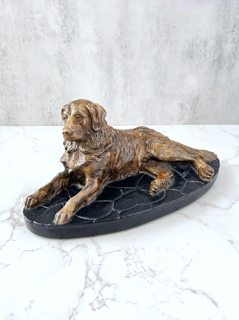 Vintage Ceramic Golden Retriever Dog Sculpture - Decorative Accent or ...