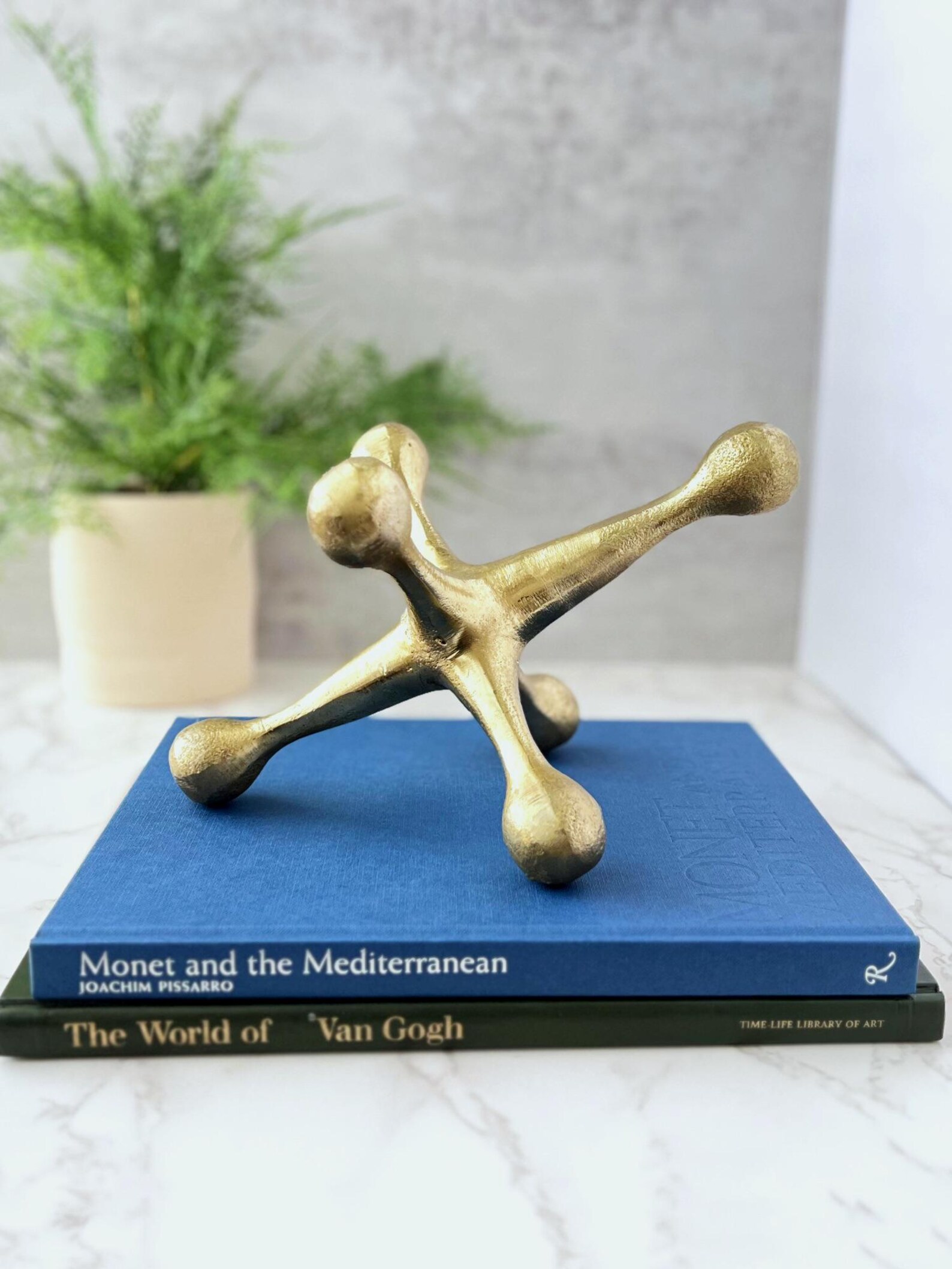 Vintage Brass Jack Paperweight - Large Mid-century Modern Sculpture ...
