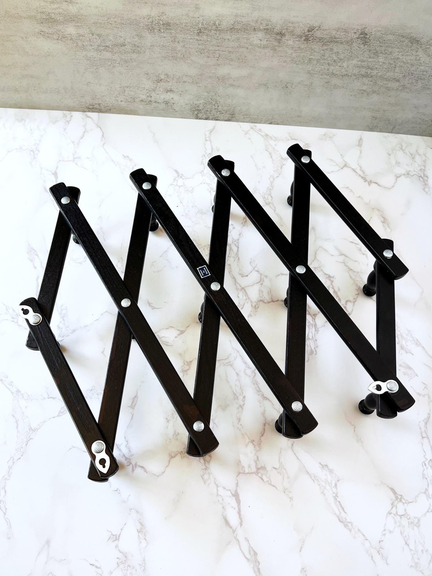 Vintage Wood Accordion Wall Rack – Expanding 13-hook Peg Rail, Mid ...