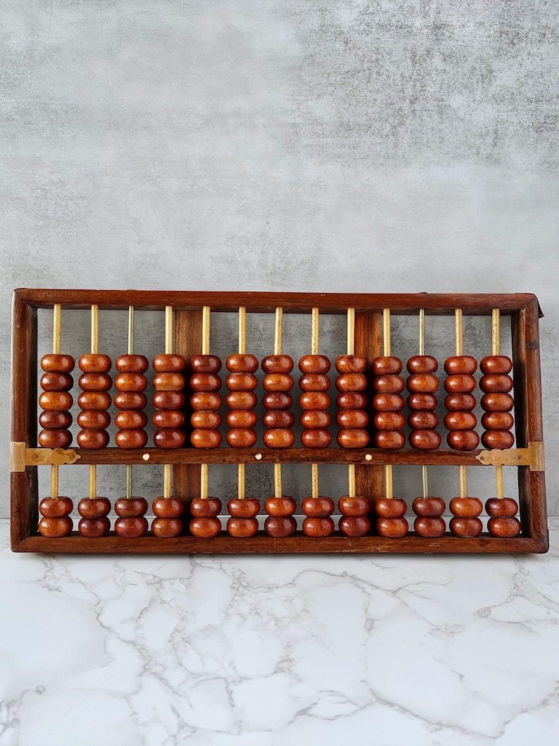Vintage Chinese Wooden Abacus – 13-row Solid Wood Counting Frame With ...
