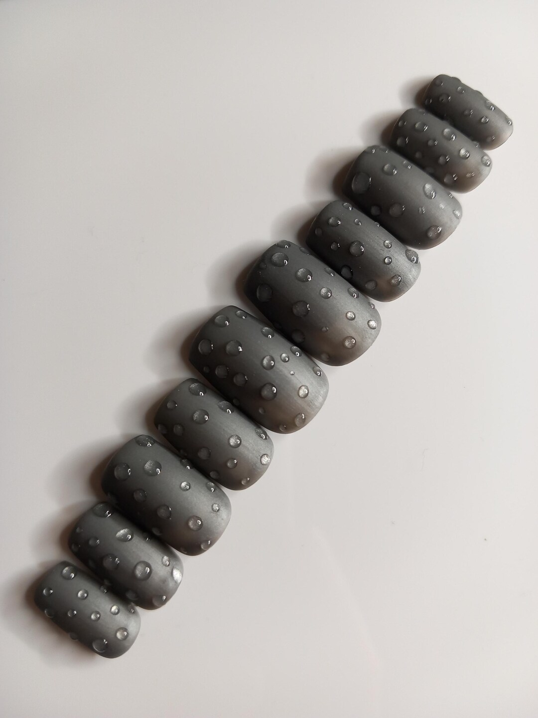 Titanium Grey Wet Effect Press on Nails - Etsy