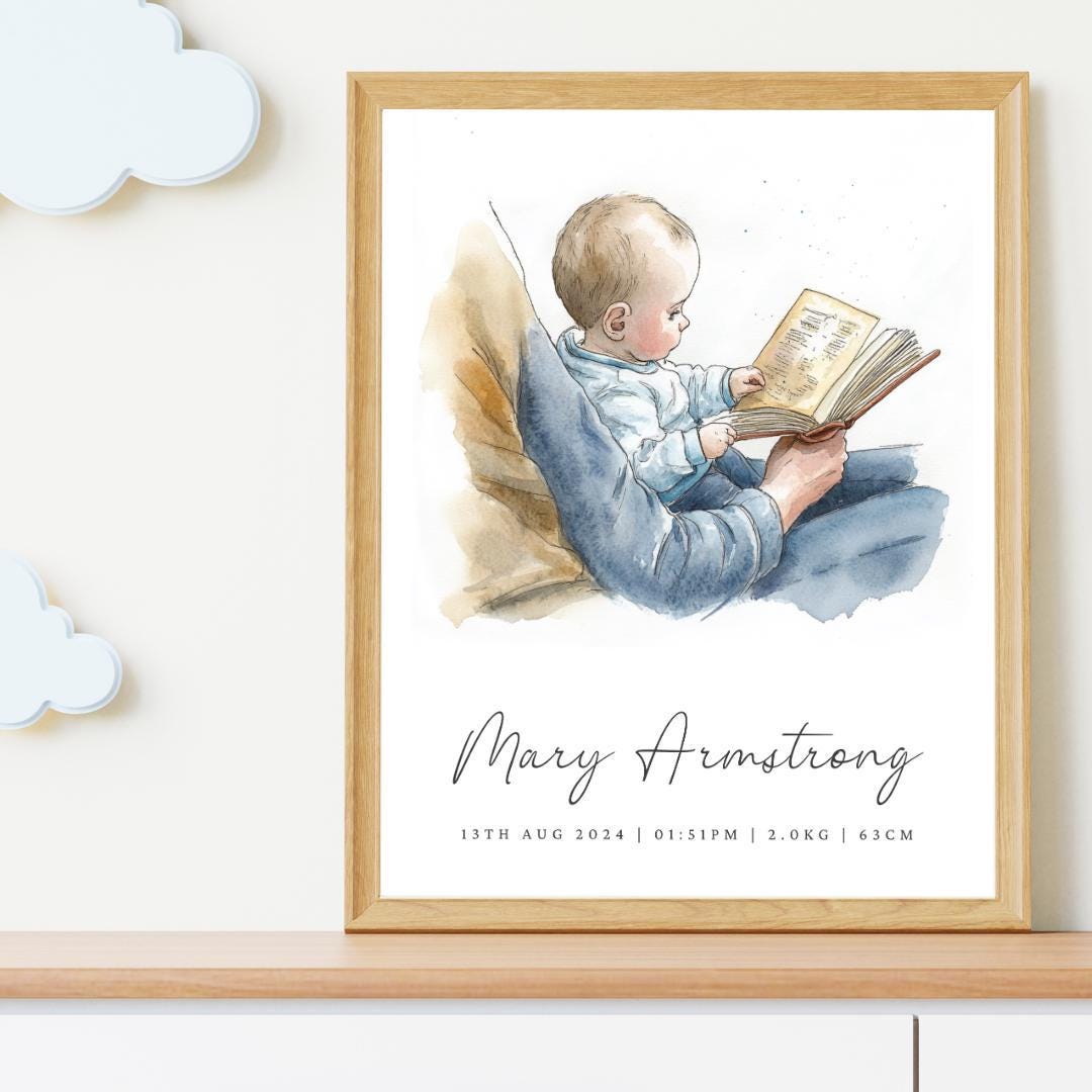 Custom Watercolor Faceless Baby Portrait – Personalized Nursery Art ...
