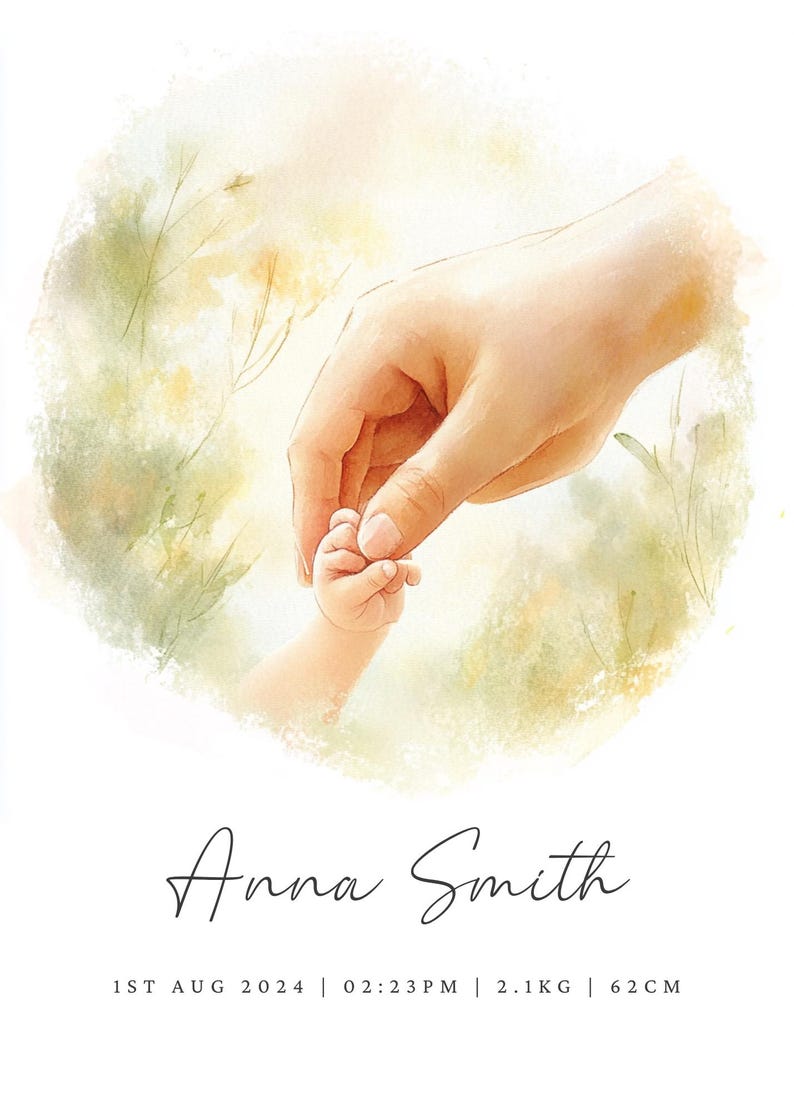 Custom Watercolor Faceless Baby Portrait Personalized Nursery Art, Baby ...