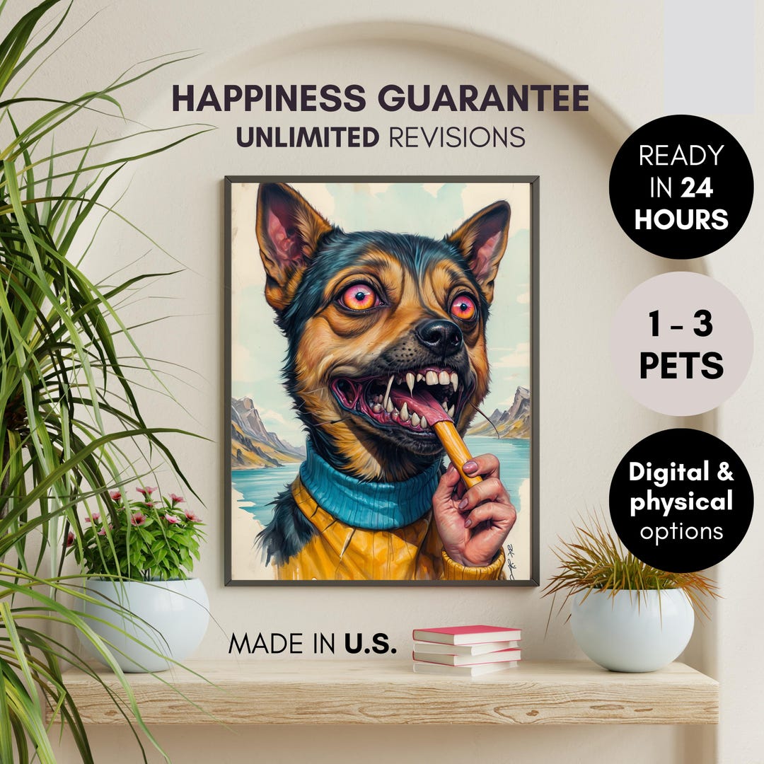 Custom Badly Drawn Pet Portrait–funny Pet Portrait,custom Bad Dog ...