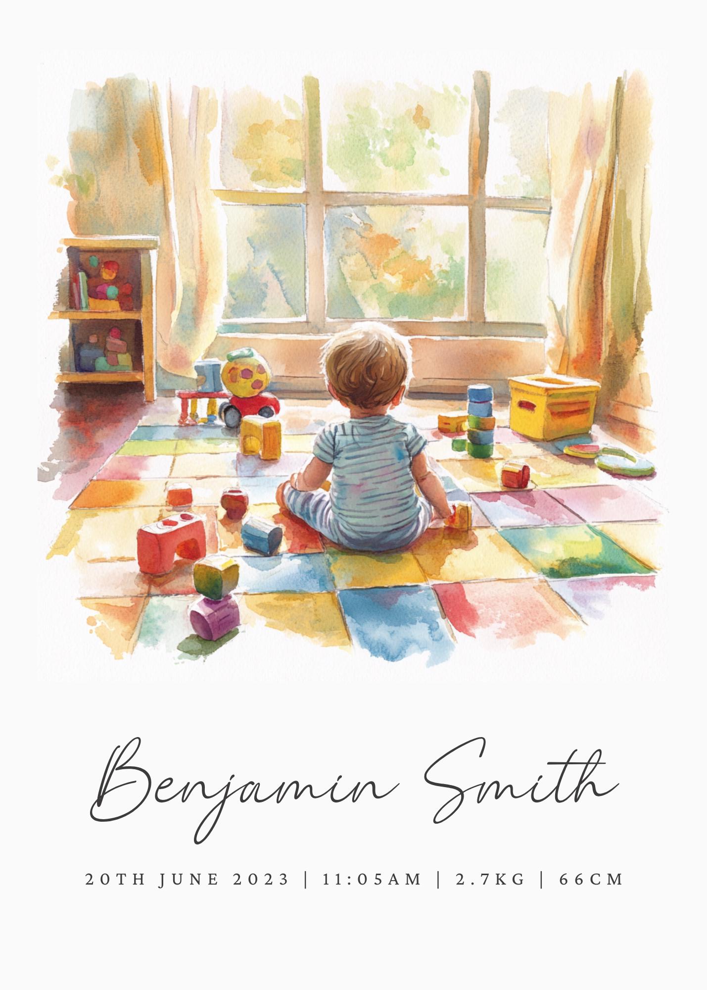 Custom Watercolor Faceless Baby Portrait Personalized Nursery Art, Baby ...