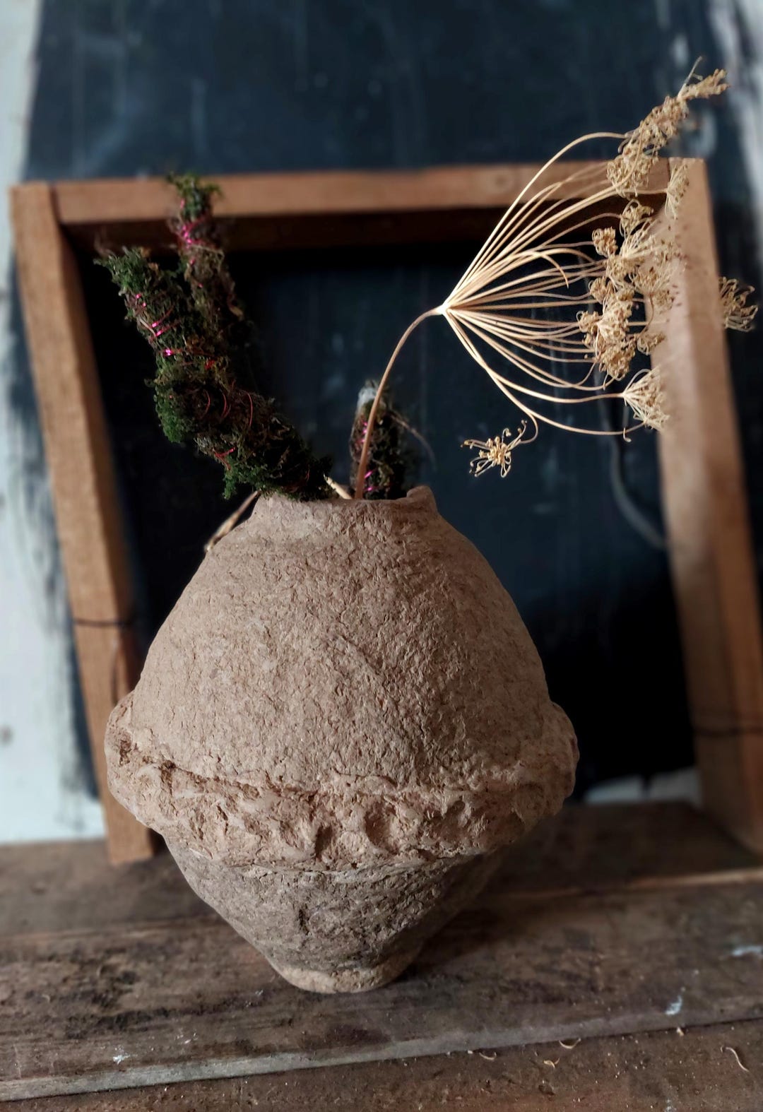 Rustic Style Paper Clay Vase. Recycled Paper Vase. Interior Decor . - Etsy