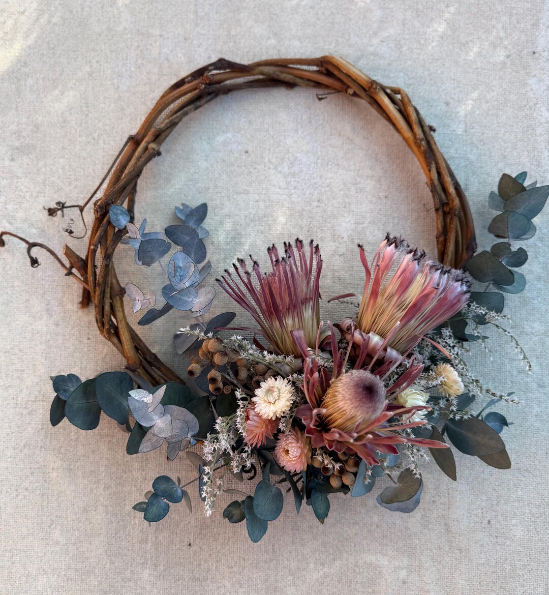 Australian Native Collection Dried Flowers Wreath Featuring Proteas ...