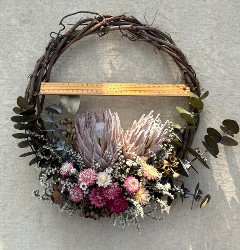 Australian Native Collection Dried Flowers Wreath Featuring King Protea ...