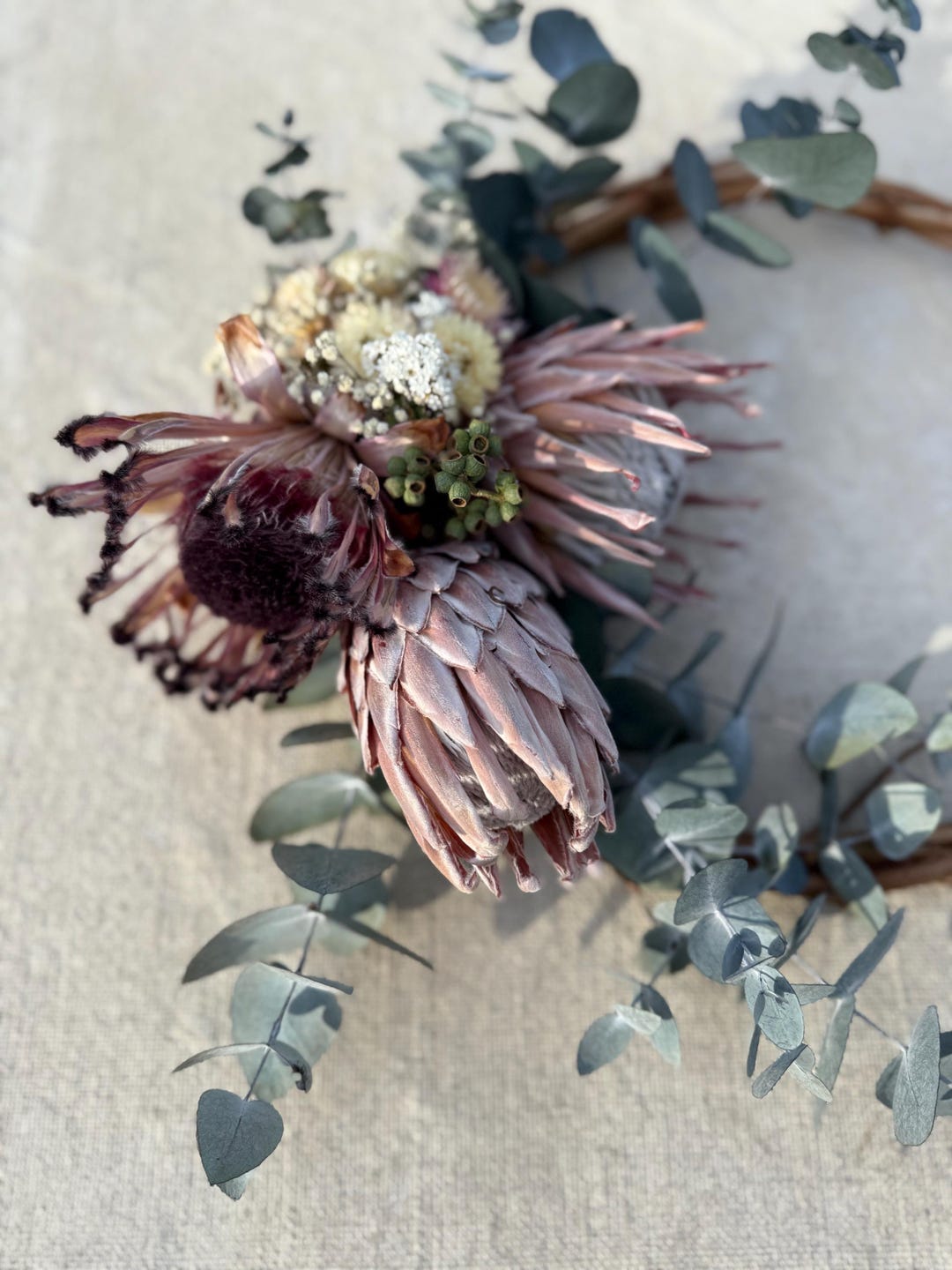 Australian Native Collection Dried Flowers Wreath Featuring King Protea ...
