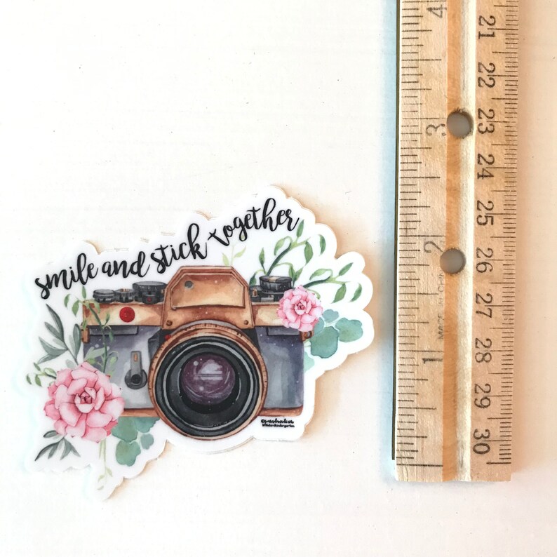 Smile & Stick Together Floral Camera Vinyl Sticker Decal - Etsy