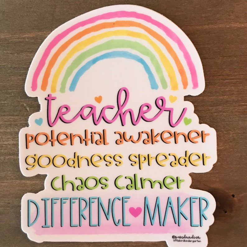 Teacher Difference Maker Rainbow Vinyl Sticker Decal - Etsy