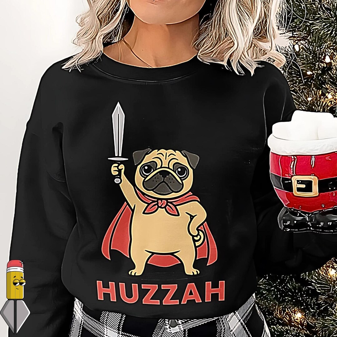 Funny Pug Dog Hero SVG PNG Cute Cartoon Pet With Sword & Red Cape ...