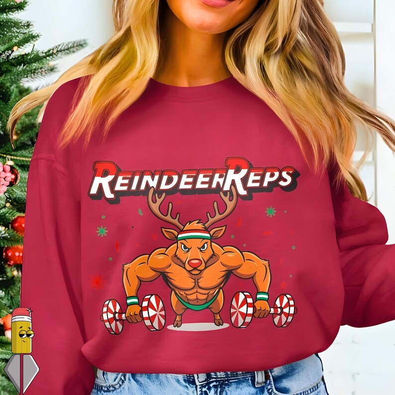 Reindeer Reps Christmas Workout PNG SVG Funny Muscle Reindeer Gym ...