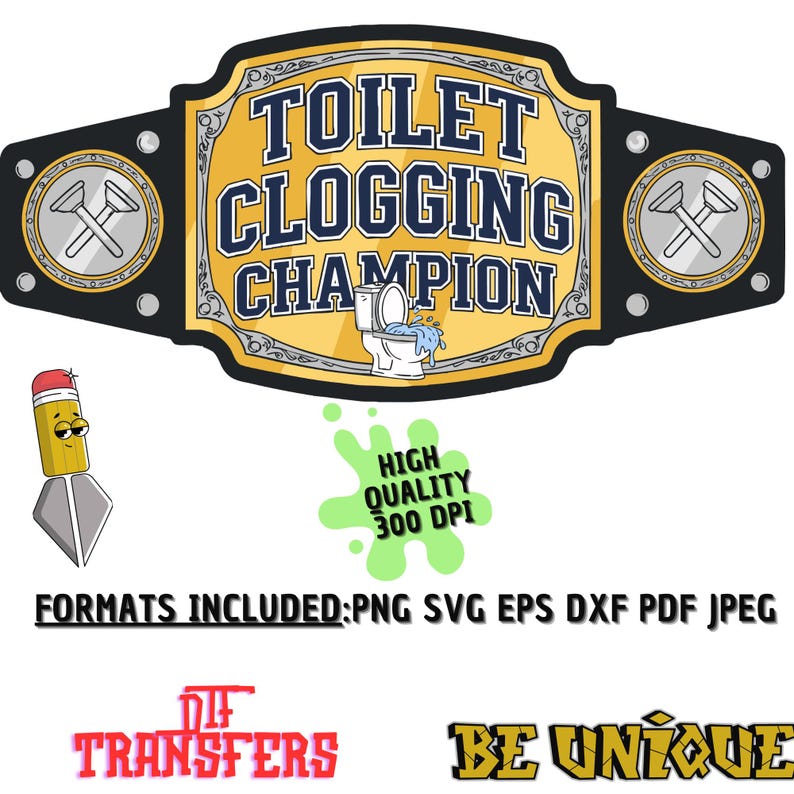 Toilet Clogging Champion PNG SVG Funny Bathroom Humor Design, Toilet ...