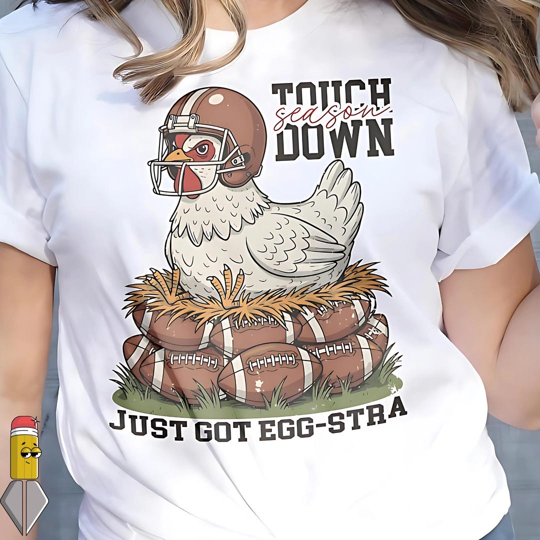 Touchdown Season Chicken Football Png Svg Funny Saying Hen Sitting on ...