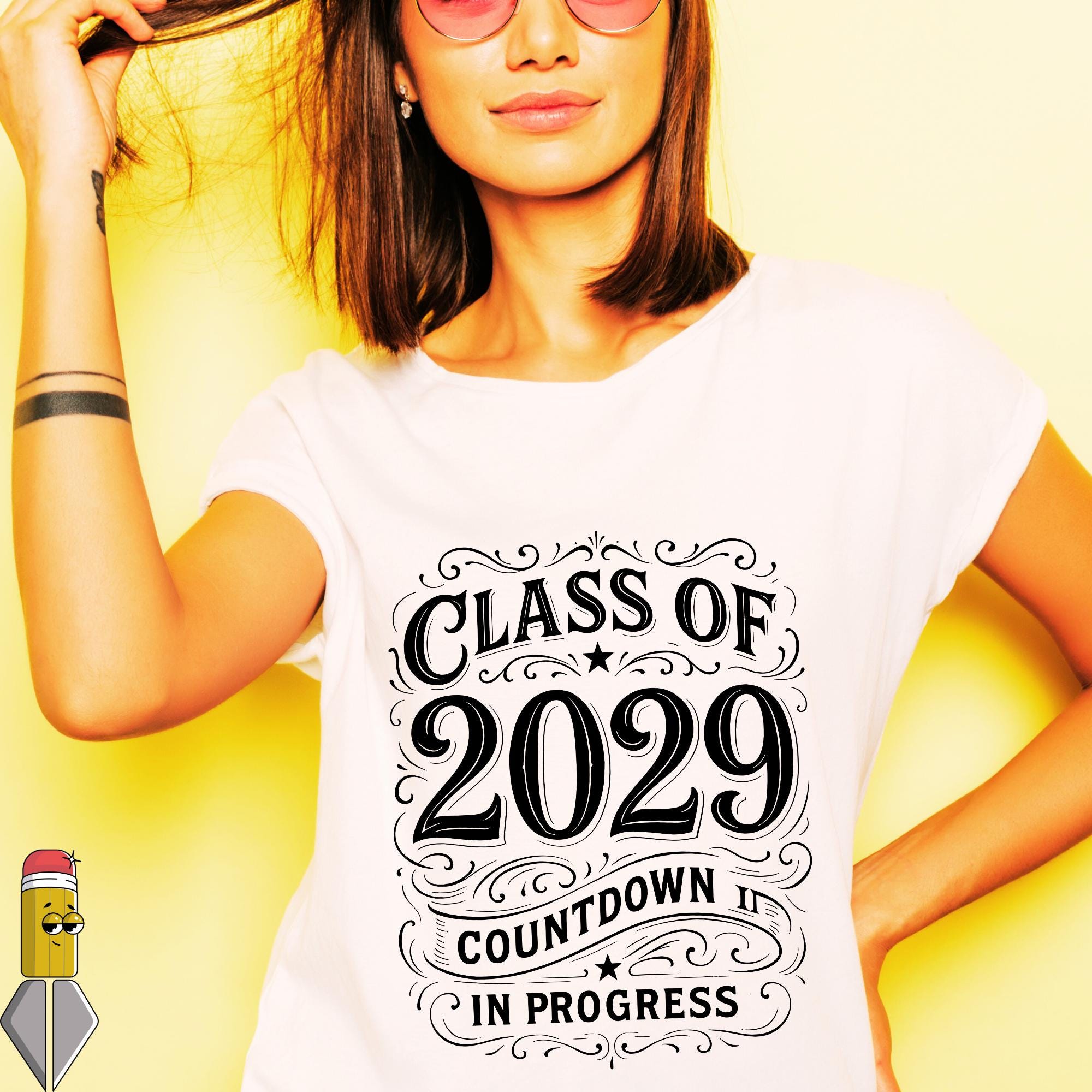 Class of 2029 SVG PNG, Graduation Countdown in Progress, Black & White ...