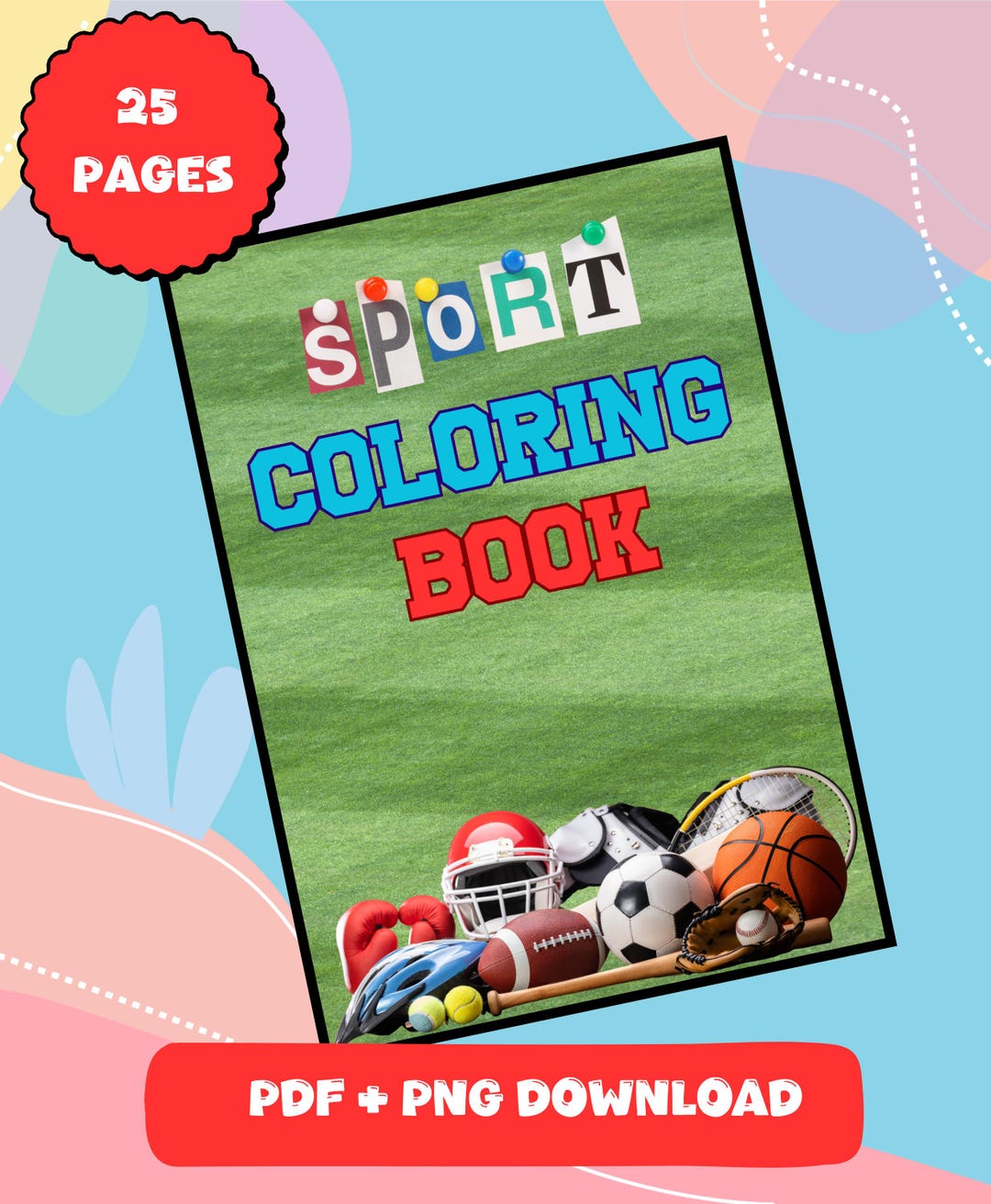 Sport Coloring Book for Kids, Printable PDF for Kids & Adults, Coloring ...