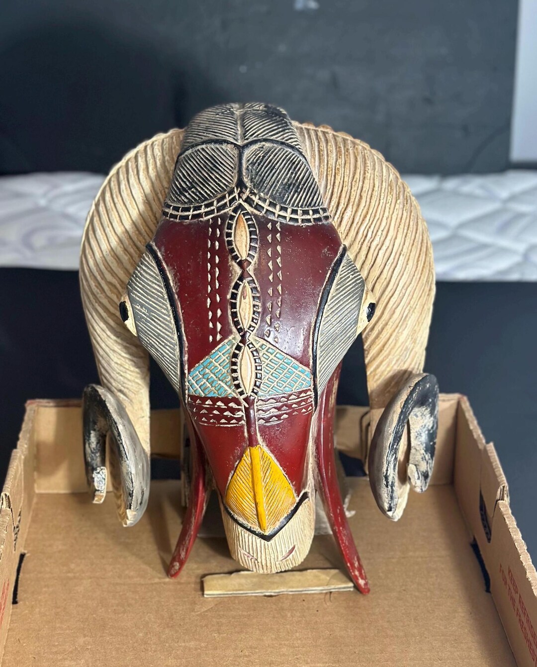 Large African Mask Baule Tribe Ram Head Mask 15 Inches/38 Cm - Etsy