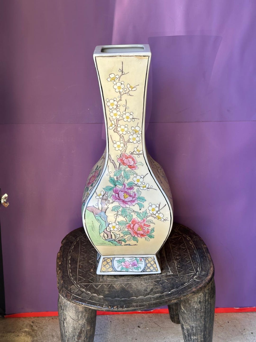 Vintage Japanese Hand-painted Porcelain Vase – Floral Bird Motif With ...