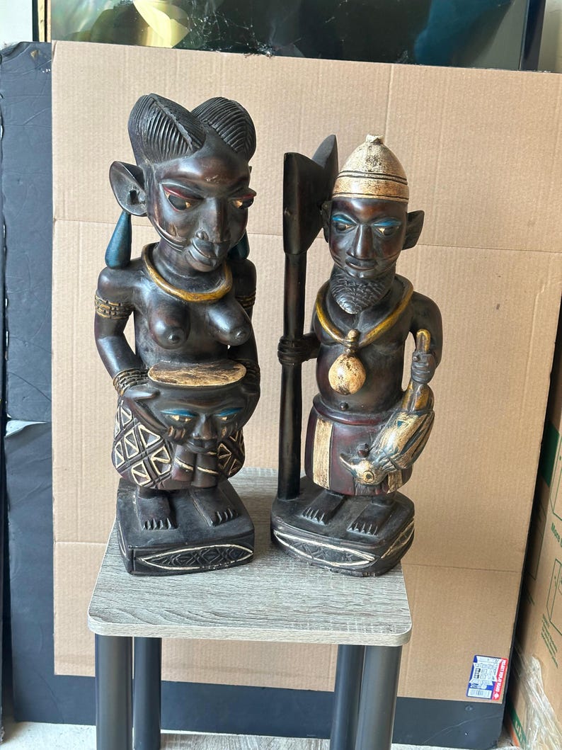 Yoruba Male and Female Shrine Figures | Shango Devotee & Olumeye Pair 20" - Etsy