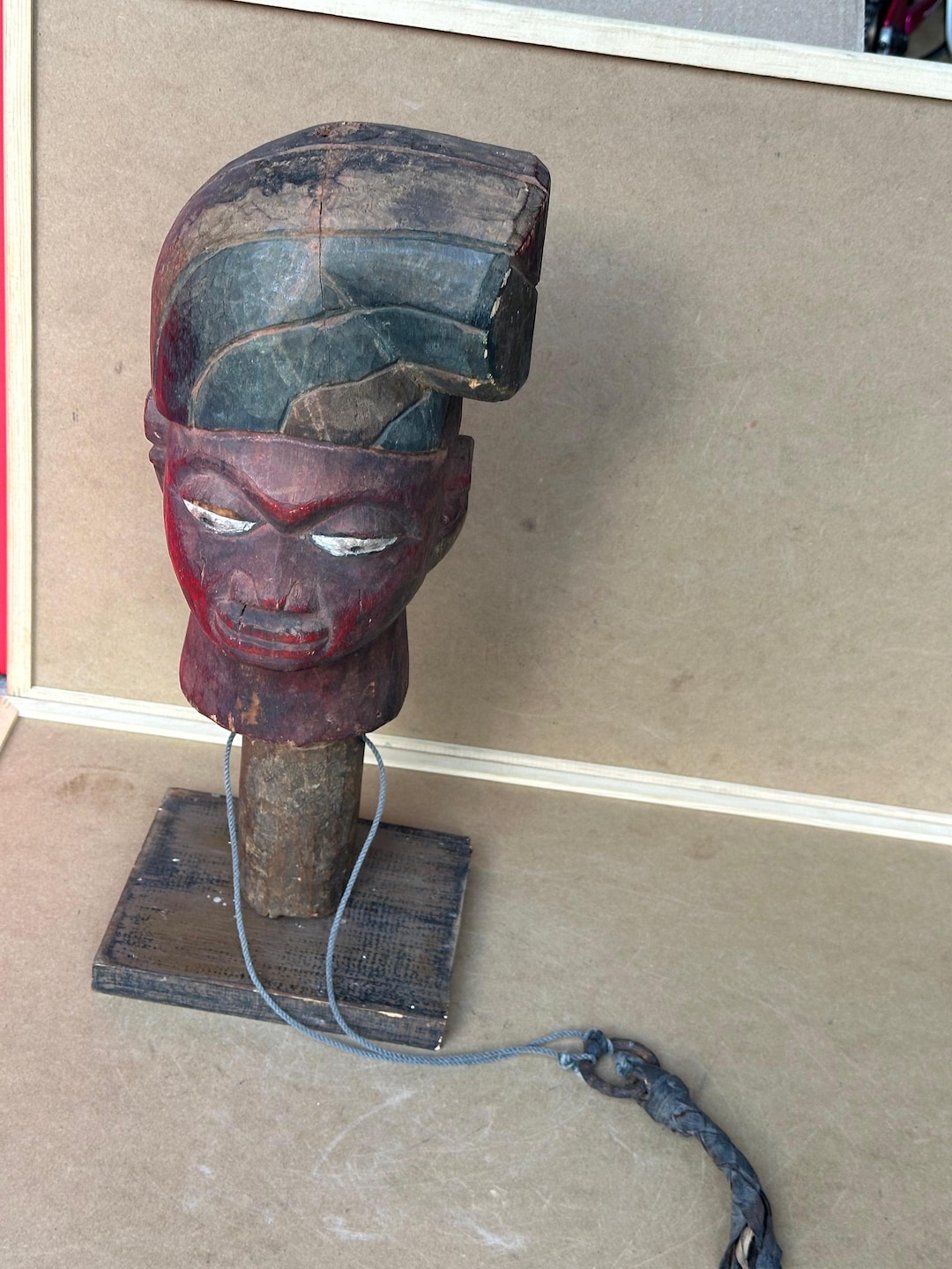 VINTAGE Yoruba Shango Hand Staff Head (oshe Shango) - Polychrome Ritual ...