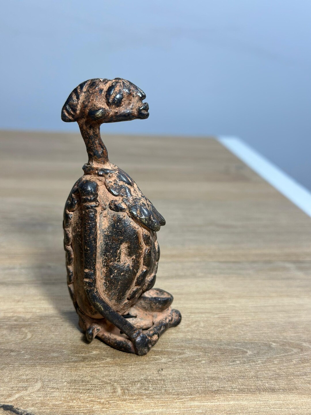 Mali Empire Dogon Bronze Figure - Seated Figure With Offering Vessel ...