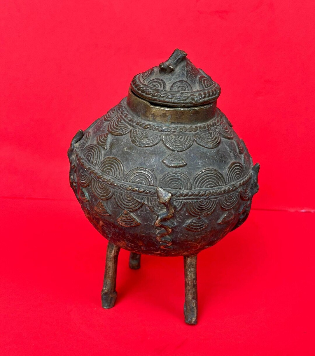 Authentic Vintage African Bronze Pot / Kuduo - Ashanti / Akan Culture ...