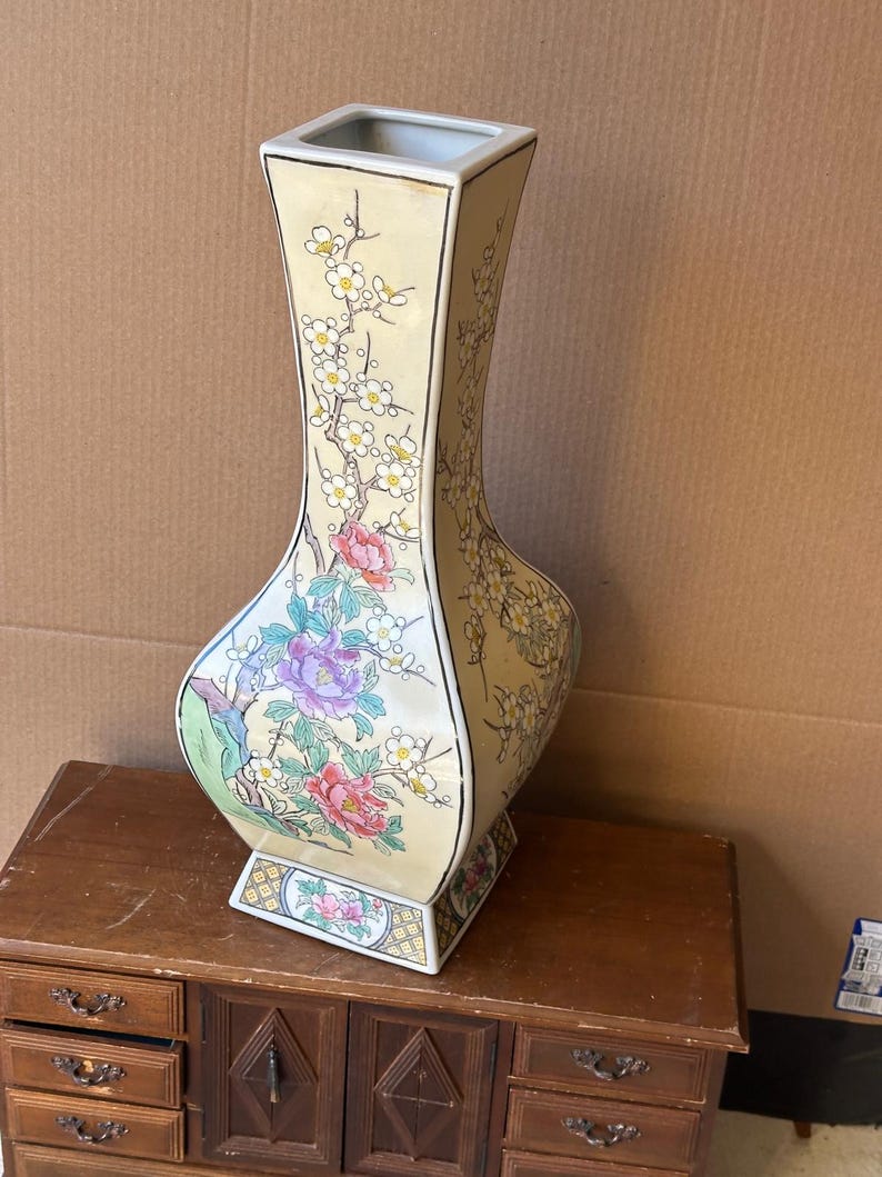Vintage Japanese Hand-painted Porcelain Vase – Floral Bird Motif With ...