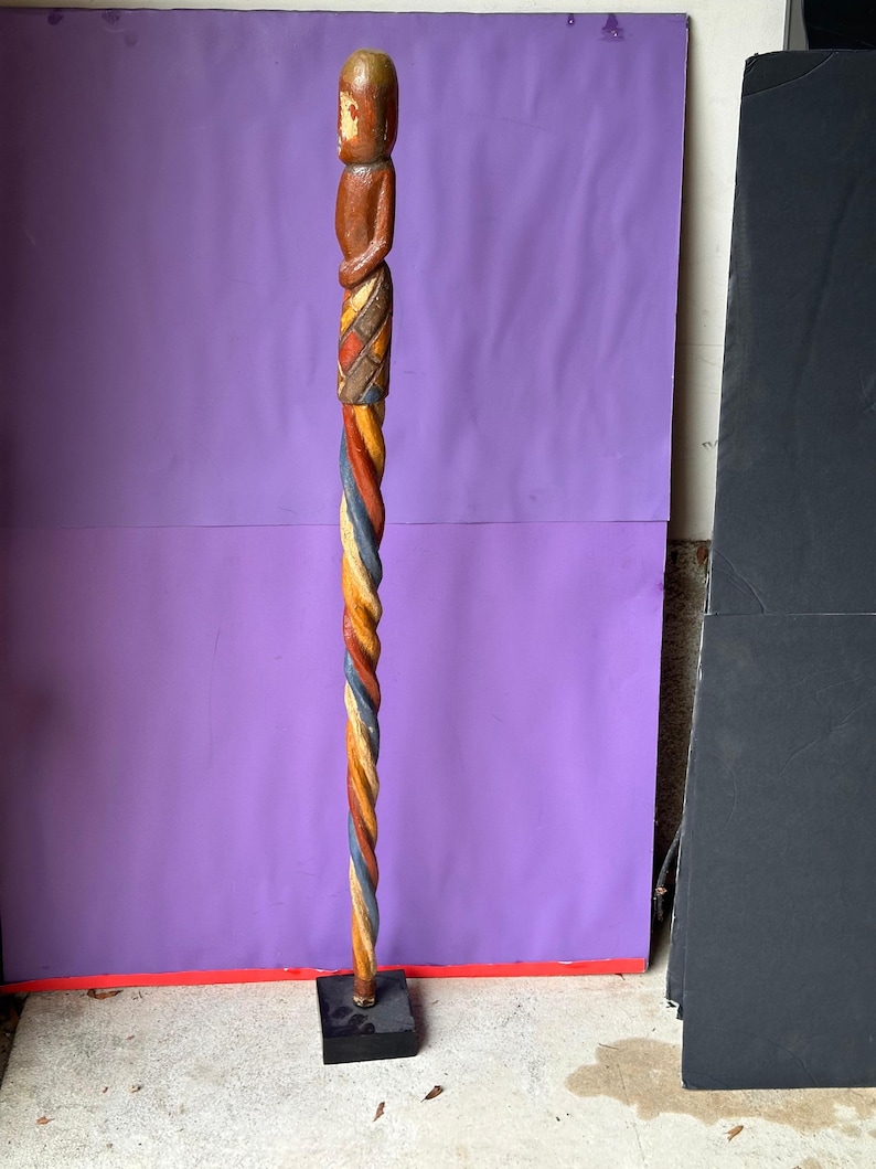 VINTAGE Liberia Dan / Mano Ceremonial Staff – Twisted Figure on Stand ...