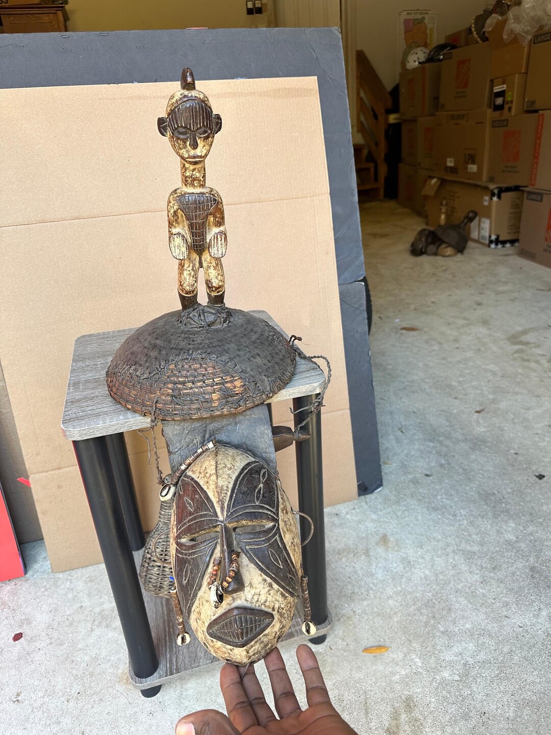 Vintage Igbo Masquerade Headpiece - Figure on Helmet Mask (agbogho Mmuo ...