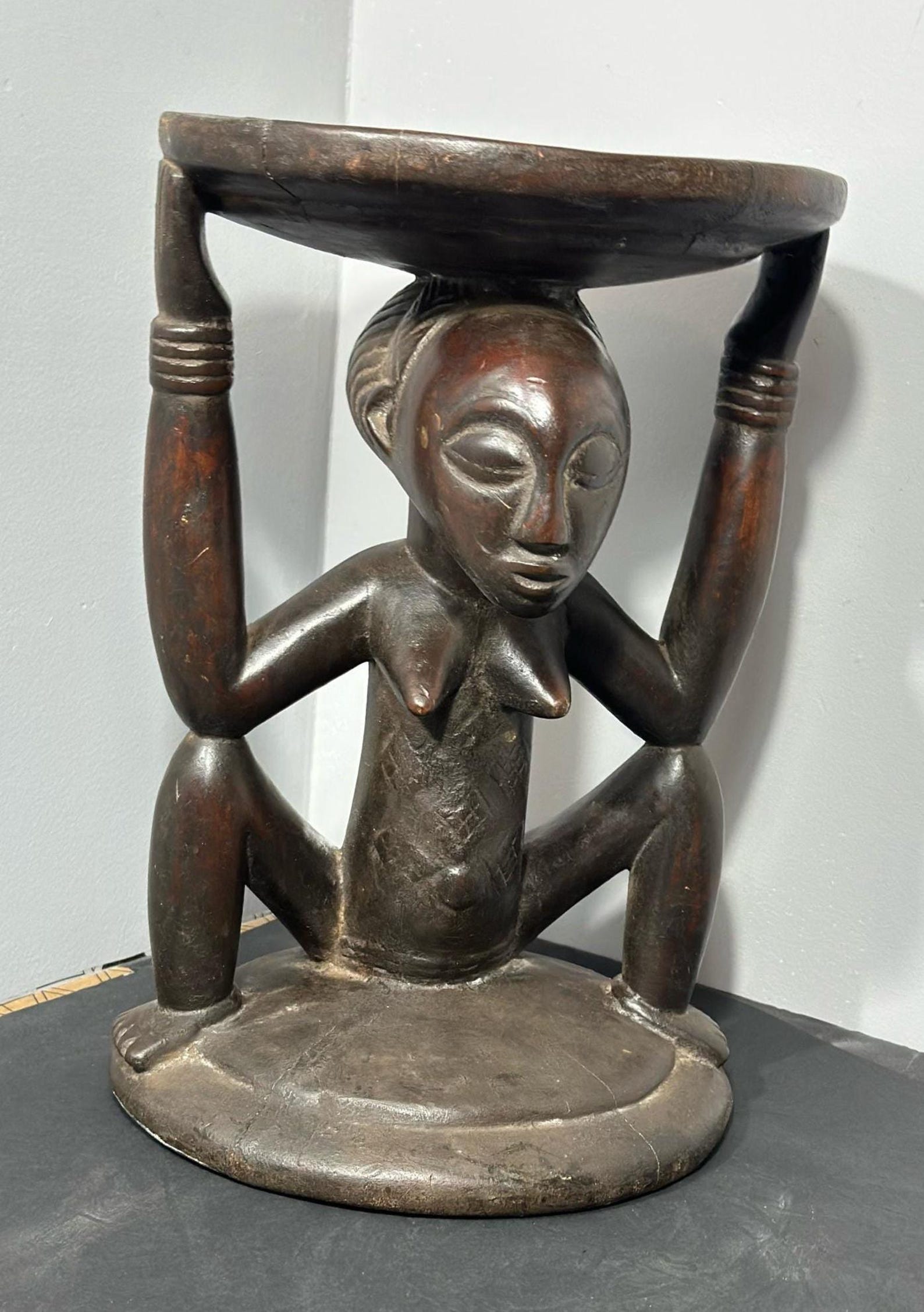 Authentic African Luba/hemba Caryatid Stool From DR Congo - 14 Inches Tall! Vintage - Etsy