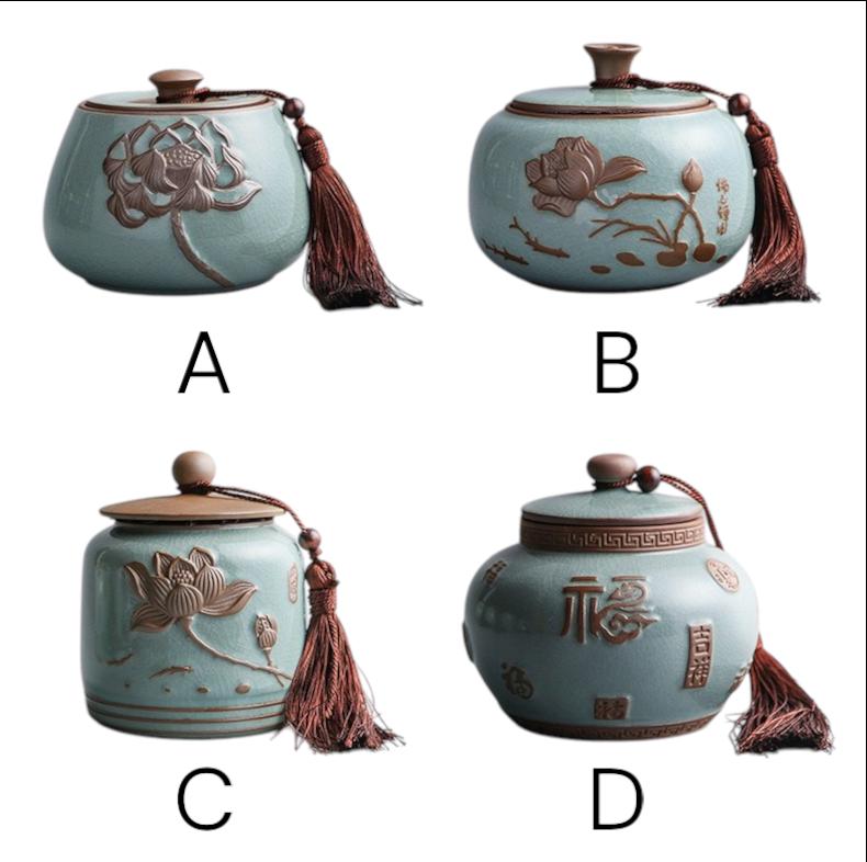 Large Hand-carved Ceramic Jar Asian Culture Inspired Vase Decorative ...