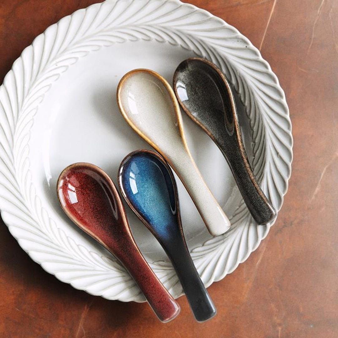 Elegant Asian Ceramic Pho & Ramen Spoons | Aesthetic Ceramic Soup ...