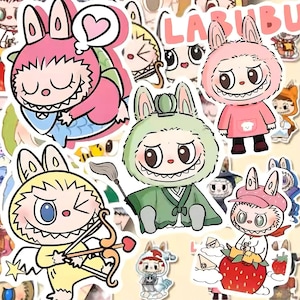 Random 5-pack Labubu Stickers - Cute Cartoon DIY Decorations for ...