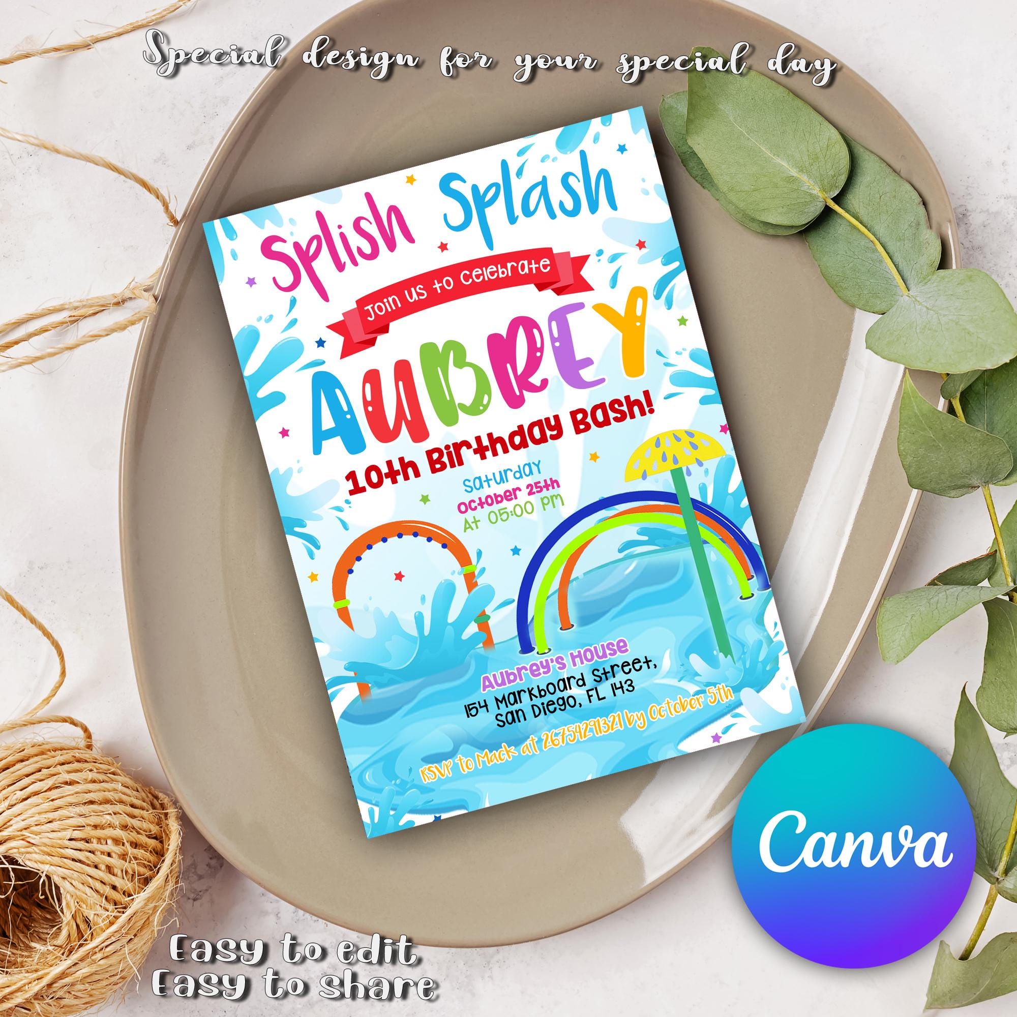 Splash Pad Party Invitation, Download Splash Party Invitation, Splish ...