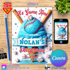 Baseball Drip Birthday Party Invitation, Baseball Birthday Invite ...