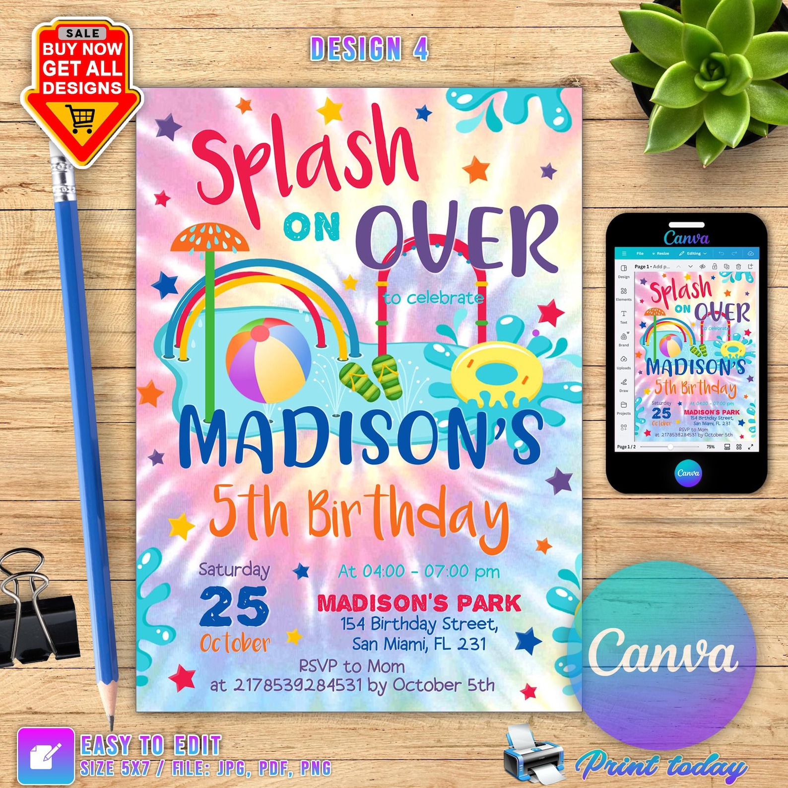 Splash Pad Party Invitation, Editable Splash Invitation, Water Park ...