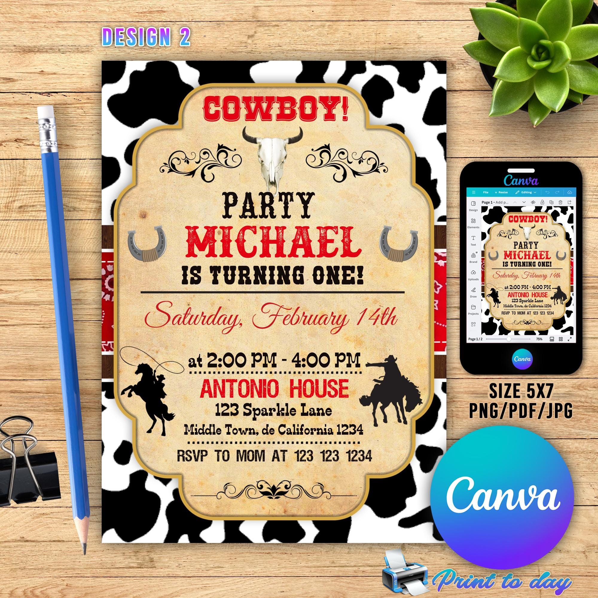 Cowboy Birthday Party Invitation Template, Country Western Party ...