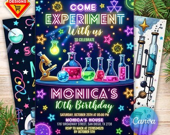 Editable Mad Science Experiment Birthday Invitation, Science Experiment ...