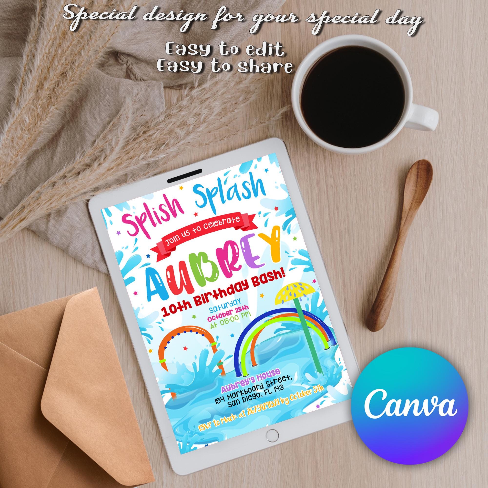 Splash Pad Party Invitation, Download Splash Party Invitation, Splish ...