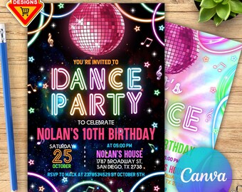 Dance Party Invitation Template - Etsy