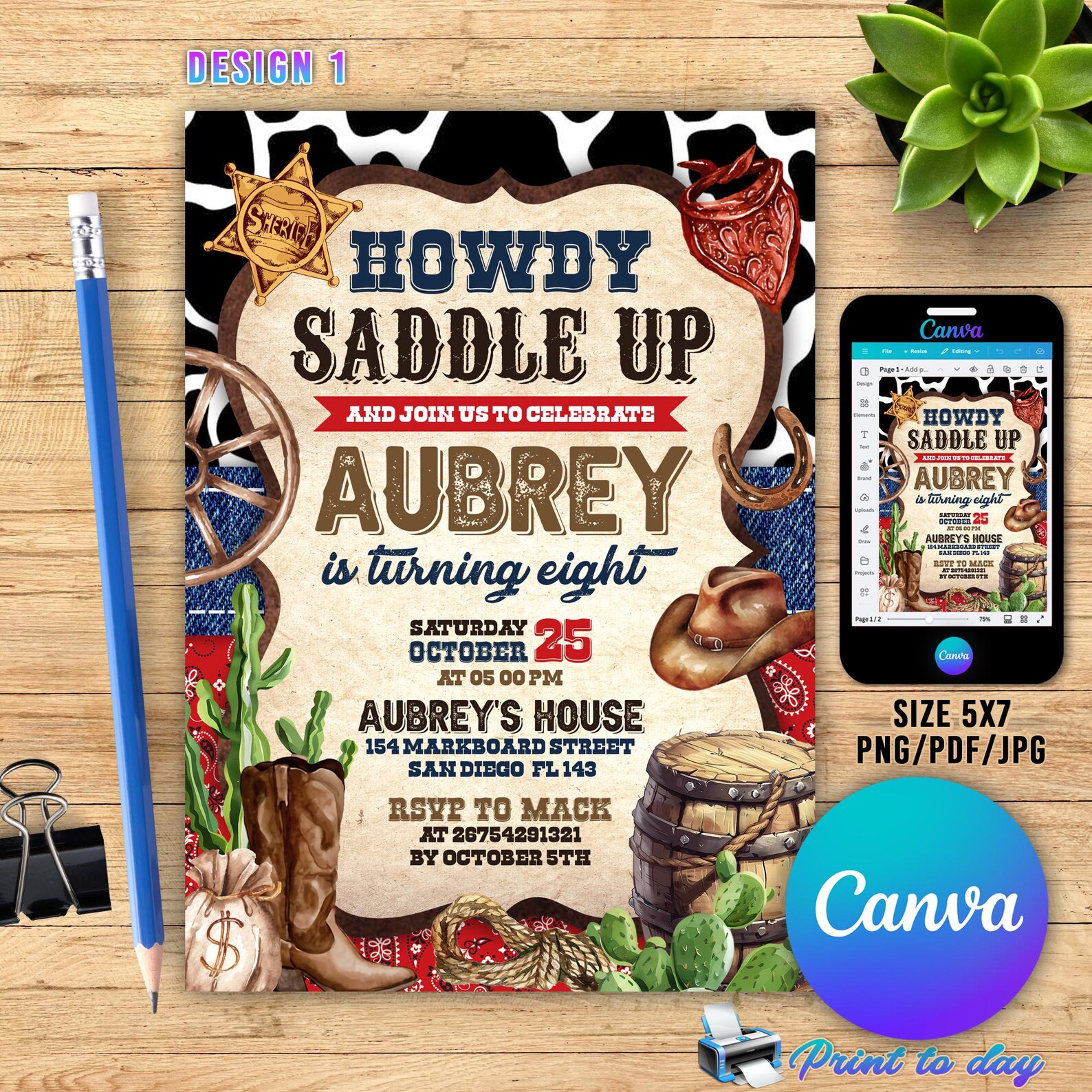 Cowboy Birthday Party Invitation Template, Country Western Party ...